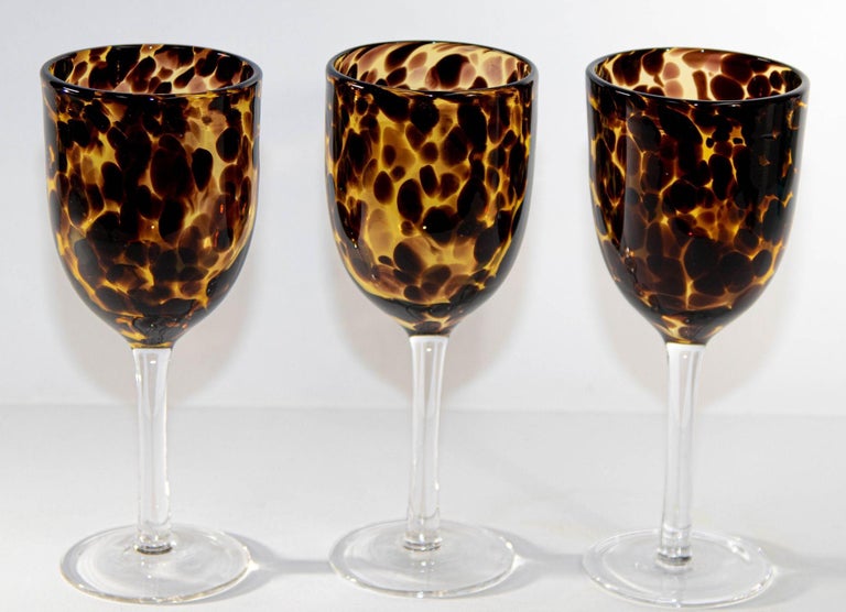 Vintage Highball Footed Glasses Amber Tortoise Shell Color Set of 3 For ...
