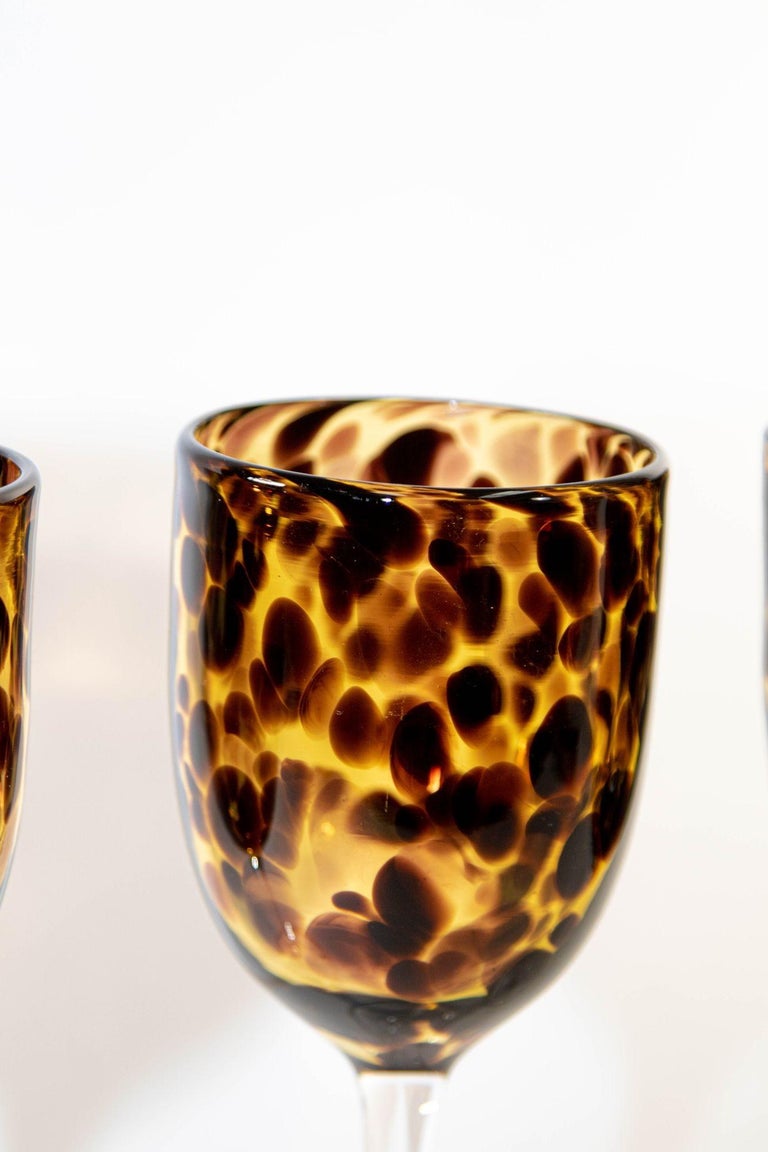 Vintage Highball Footed Glasses Amber Tortoise Shell Color Set of 3 For ...