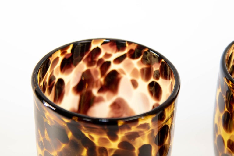 Vintage Highball Footed Glasses Amber Tortoise Shell Color Set of 3 For ...