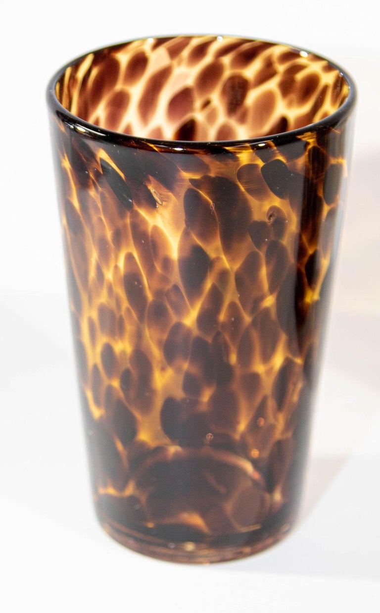 Vintage Highball Tumbler Drinking Glasses Amber Tortoise Shell Colour ...