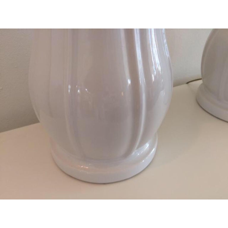 Vintage Hollywood Regency Blanc Pottery Table Lamps, a Pair For Sale at ...