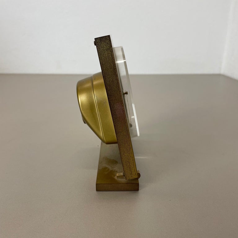 Vintage Hollywood Regency Brass Glass Table Clock by Kienzle, Germany ...