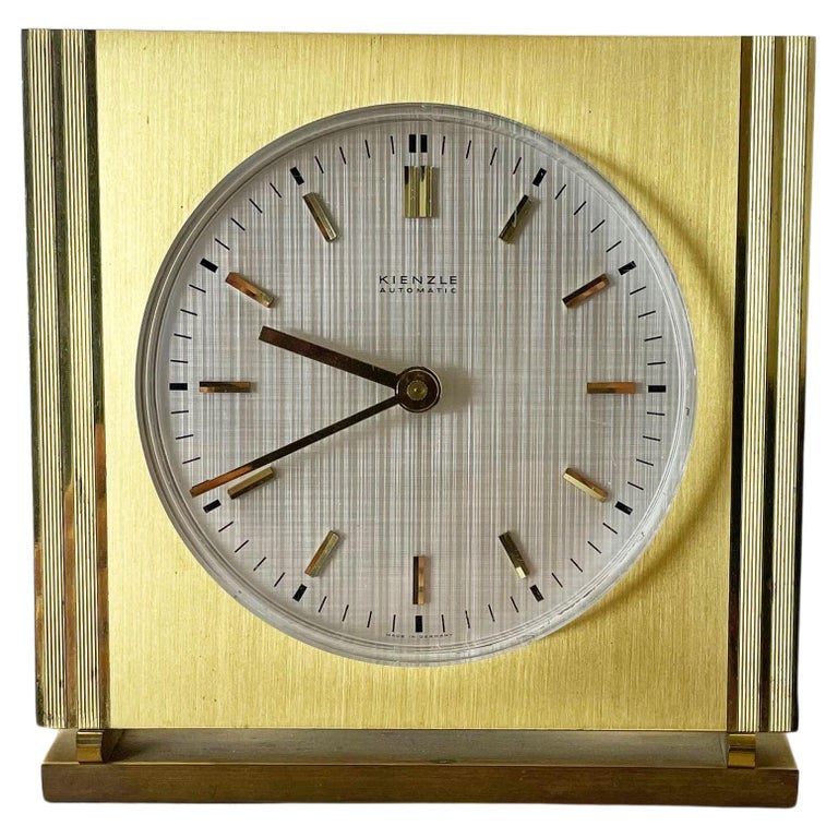 Vintage Hollywood Regency Brass Glass Table Clock by Kienzle, Germany ...