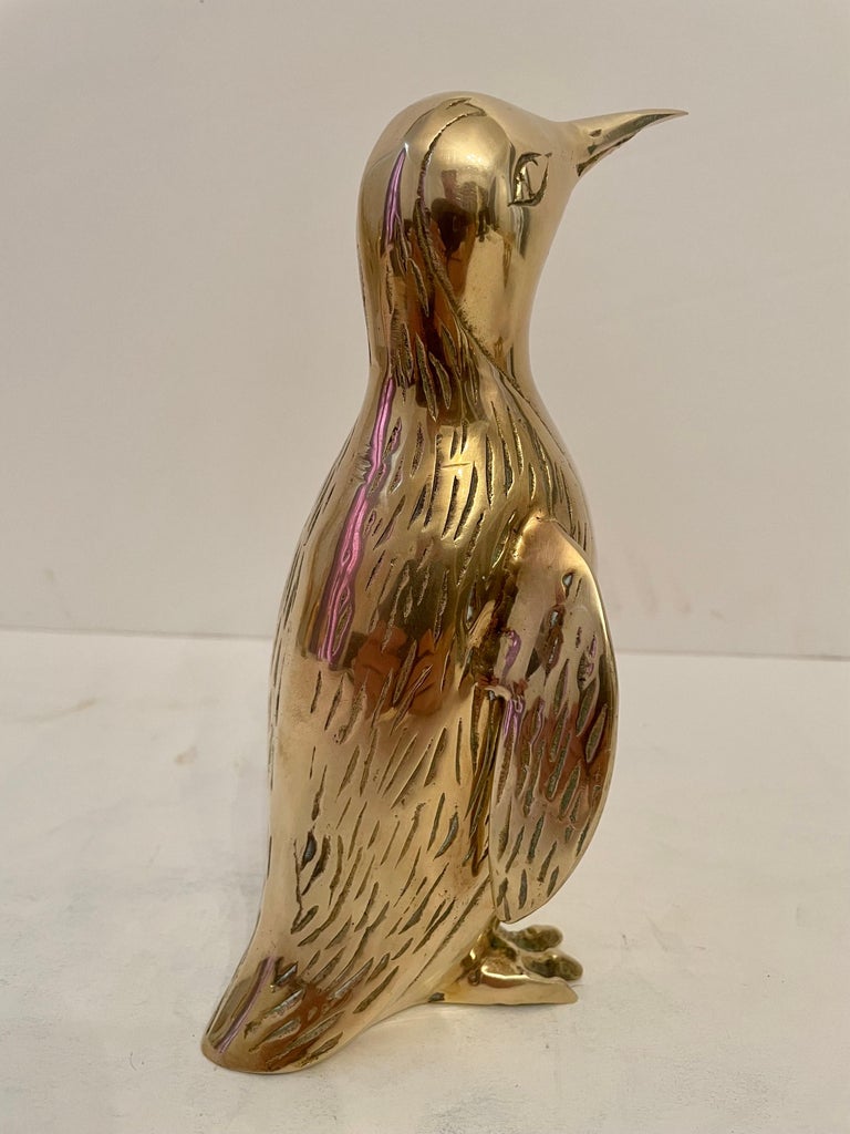 Vintage Hollywood Regency Brass Penguin Sculpture For Sale at 1stDibs