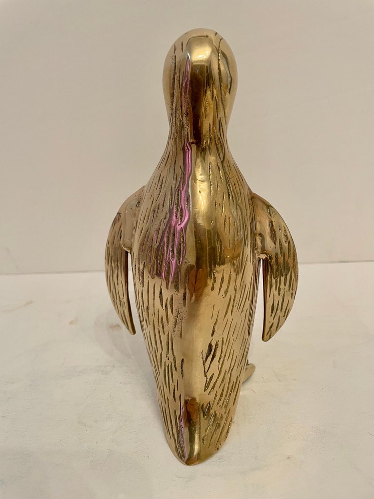Vintage Hollywood Regency Brass Penguin Sculpture For Sale at 1stDibs