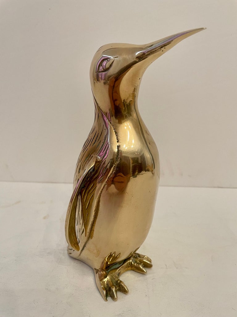 Vintage Hollywood Regency Brass Penguin Sculpture For Sale at 1stDibs