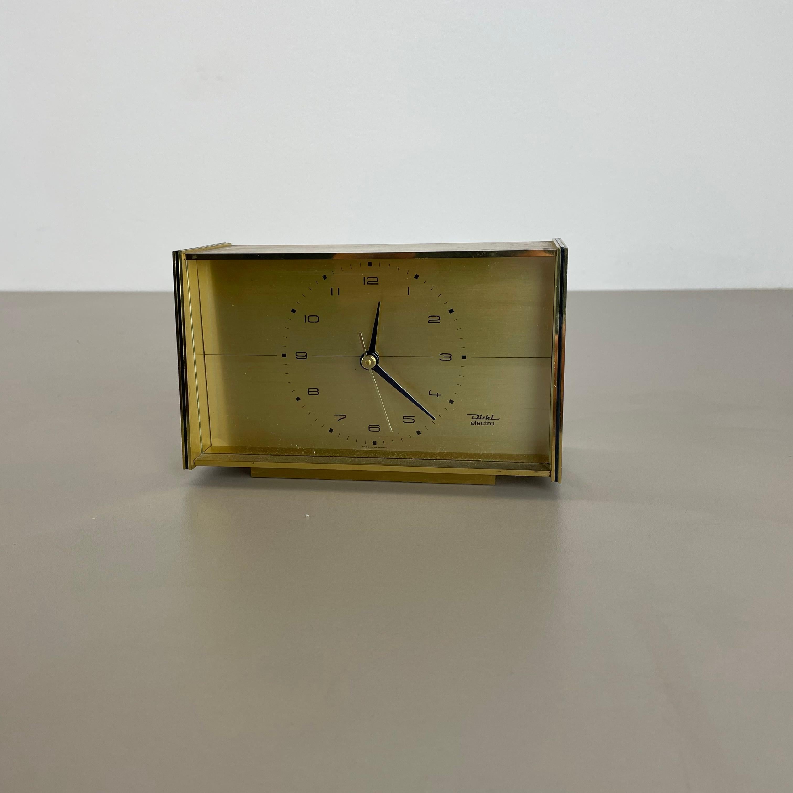 Vintage Hollywood Regency Brass Table Clock by Diehl Electro, Germany ...