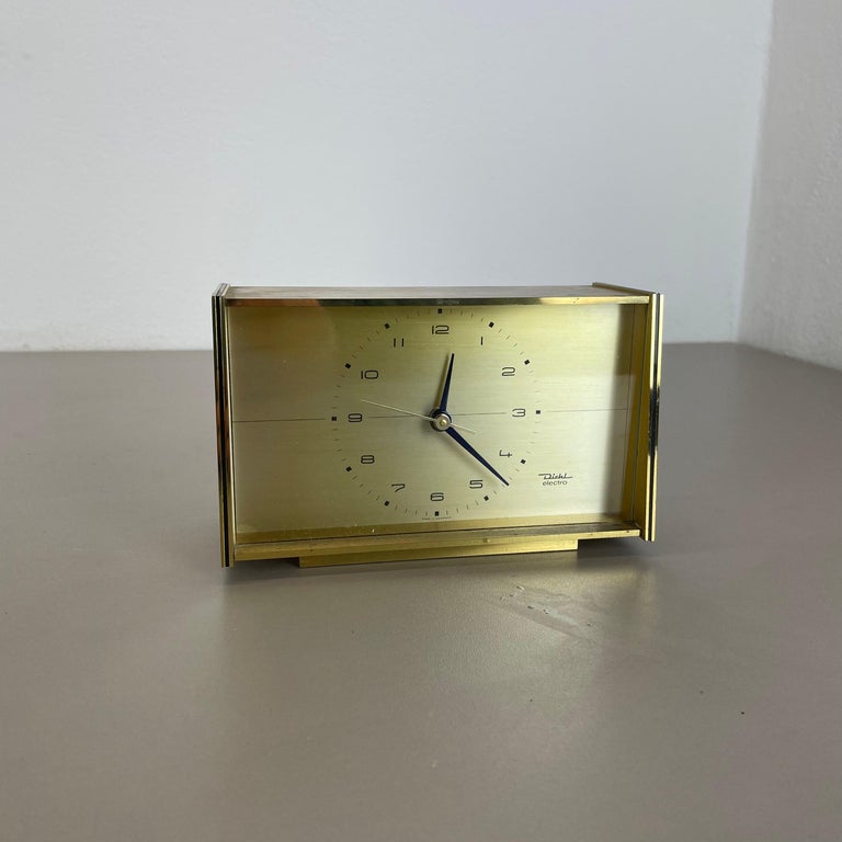 Vintage Hollywood Regency Brass Table Clock by Diehl Electro, Germany ...