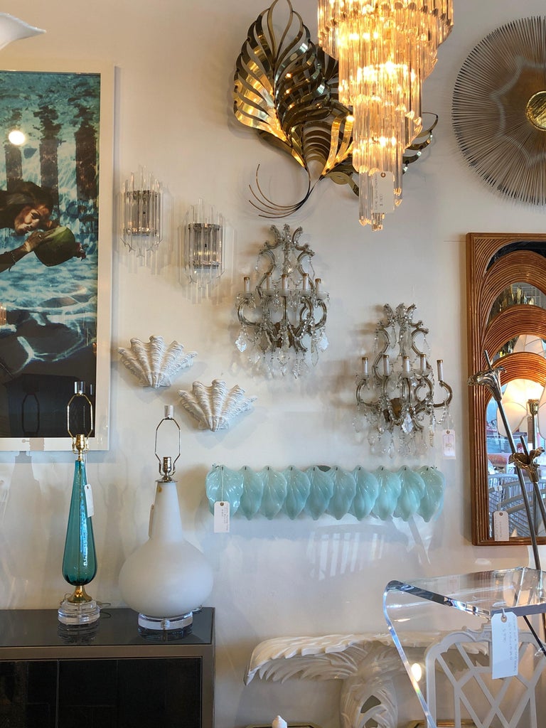 Vintage Pair Hollywood Regency Chrome and Lucite Wall Light Sconces For ...