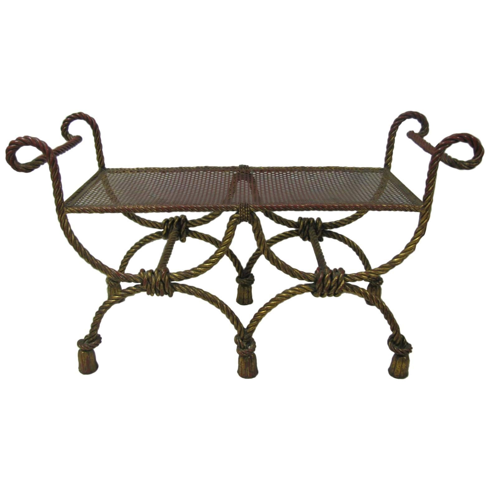 Gorgeous Hollywood Regency Boxy Caned Bench Mid-Century Modern at 1stDibs