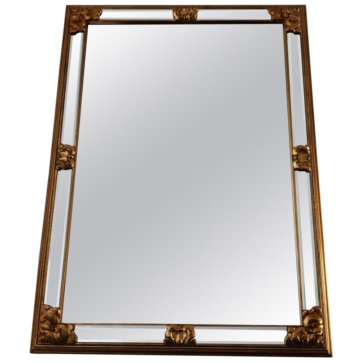 Vintage Hollywood Regency Gold Colored Mirror by Deknudt, 1970s at 1stDibs
