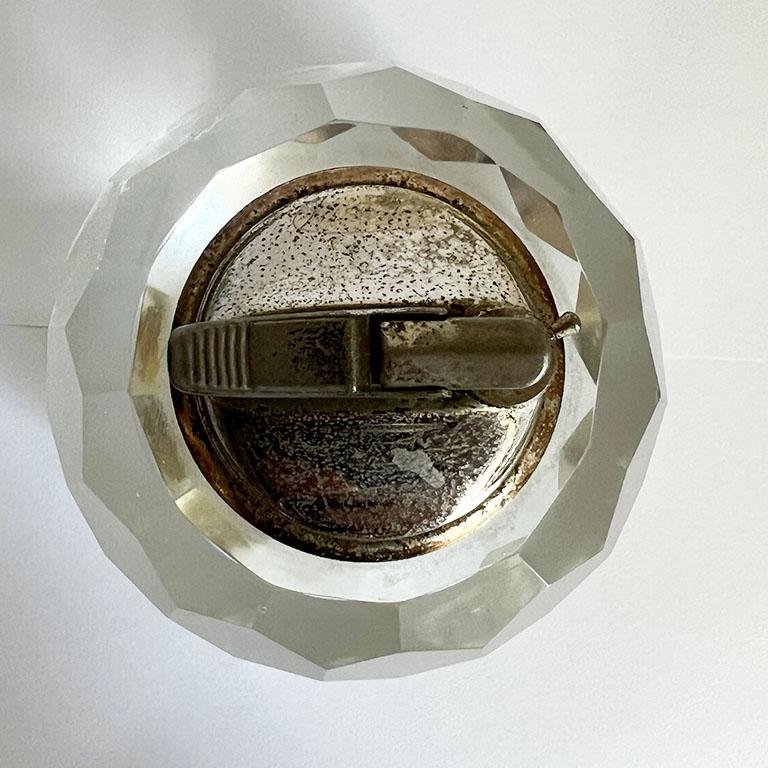 Vintage Hollywood Regency Round Faceted Glass Table Lighter For Sale at ...