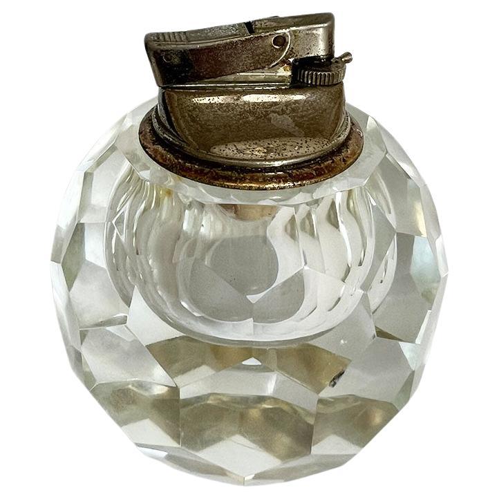 Vintage Hollywood Regency Round Faceted Glass Table Lighter For Sale at ...