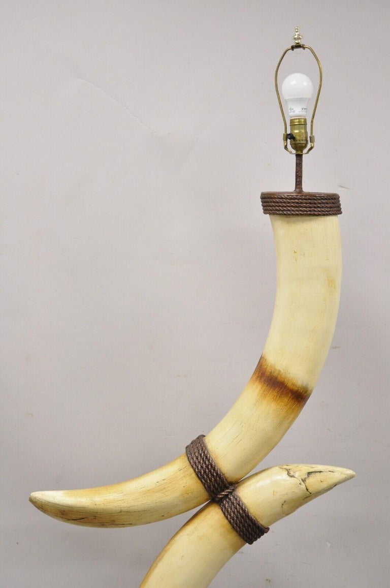 Vintage Hollywood Regency Safari Faux Horn Tusk Fiberglass Floor Lamp ...