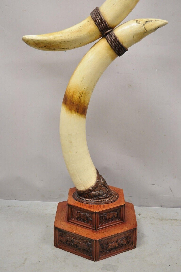 Vintage Hollywood Regency Safari Faux Horn Tusk Fiberglass Floor Lamp ...