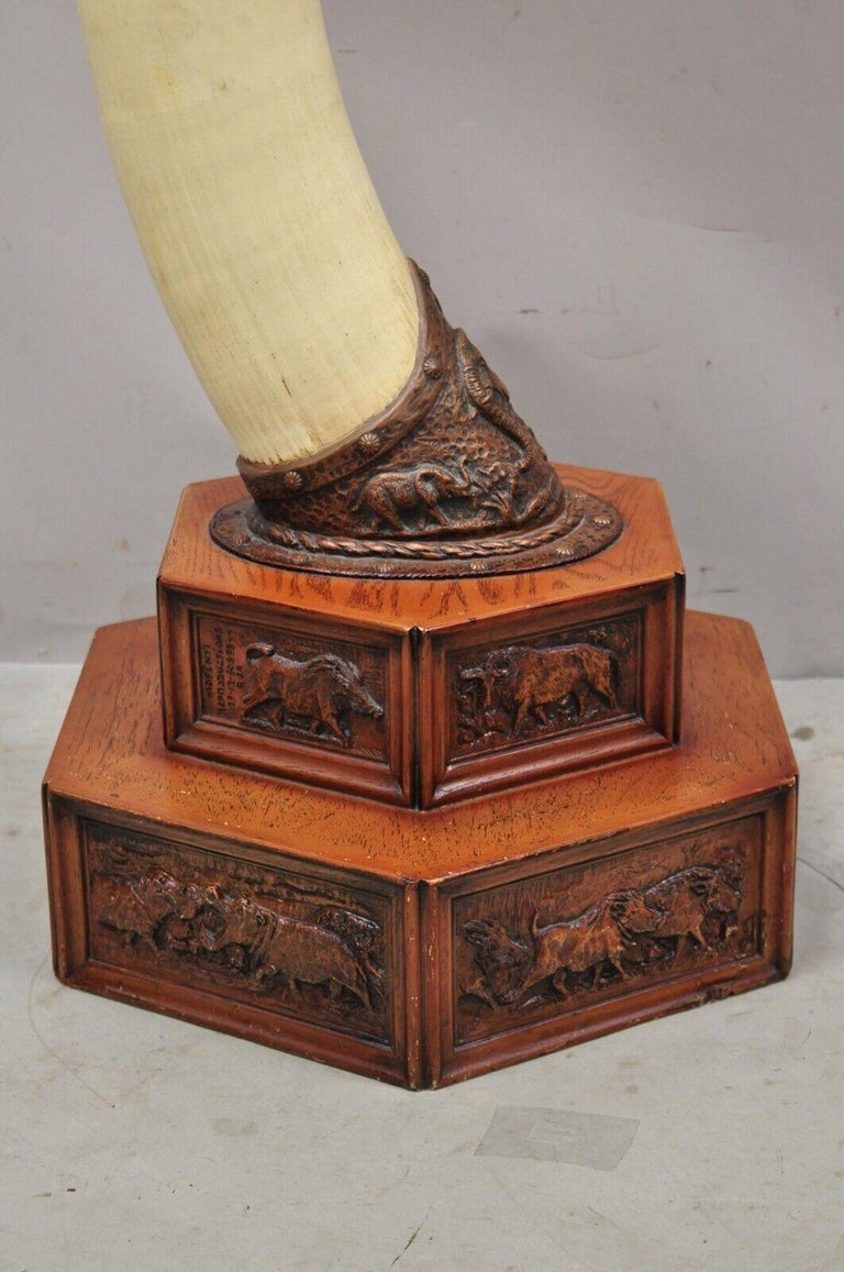 Vintage Hollywood Regency Safari Faux Horn Tusk Fiberglass Floor Lamp ...