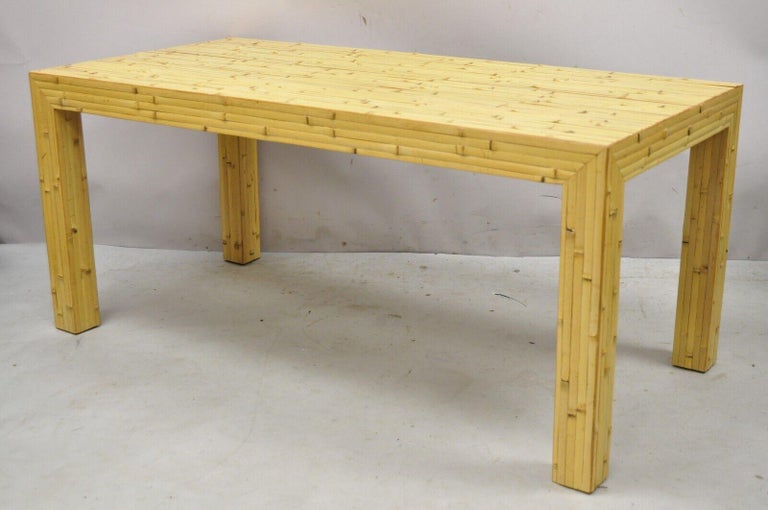 Vintage Hollywood Regency Split Reed Bamboo Rectangular Coffee Table For Sale at 1stDibs