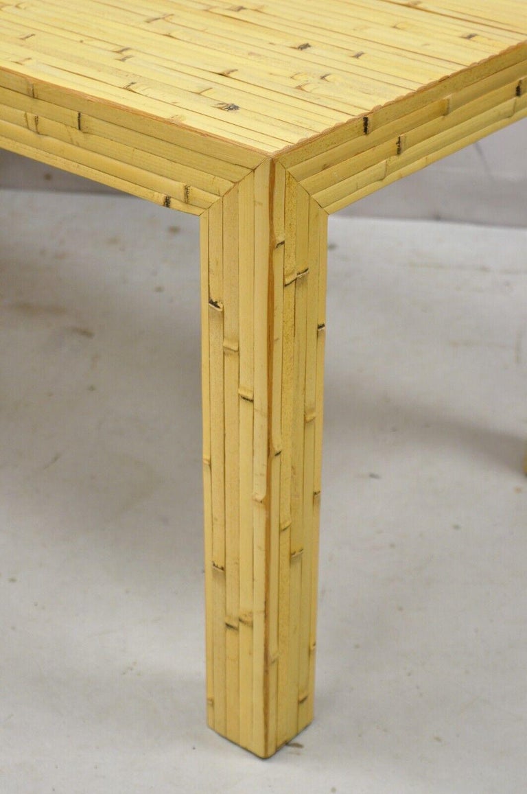 Vintage Hollywood Regency Split Reed Bamboo Rectangular Coffee Table For Sale at 1stDibs