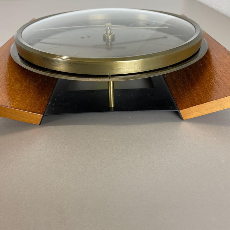 Vintage Hollywood Regency Teak + Brass Wall Clock Atlanta Electric ...