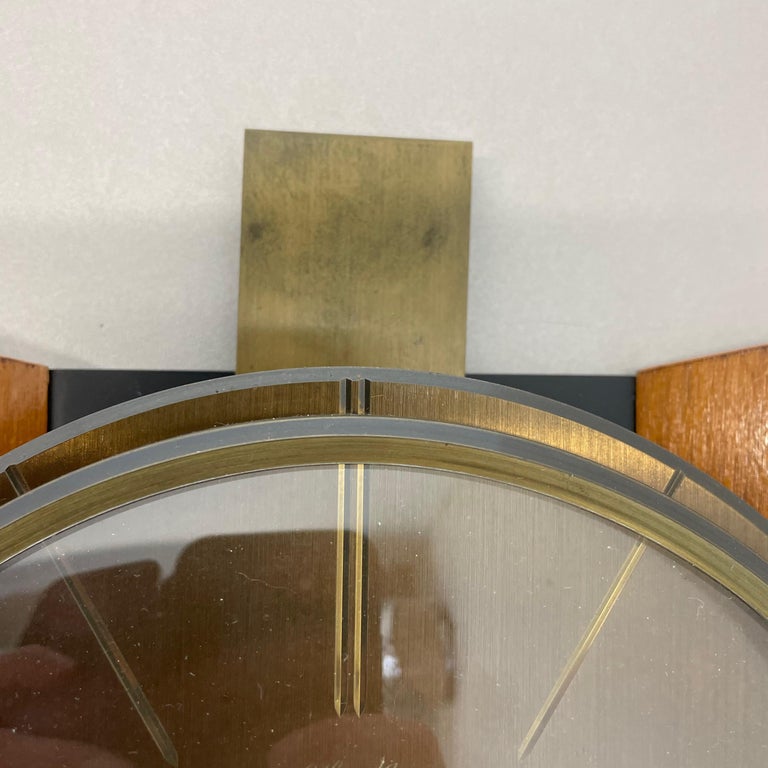 Vintage Hollywood Regency Teak + Brass Wall Clock Atlanta Electric ...