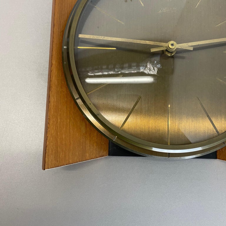 Vintage Hollywood Regency Teak + Brass Wall Clock Atlanta Electric ...