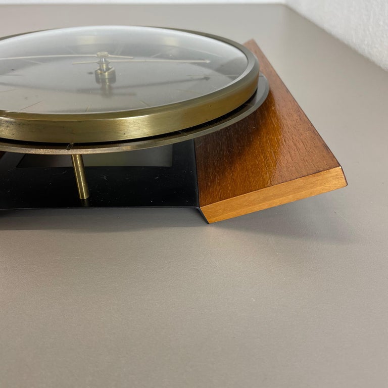 Vintage Hollywood Regency Teak + Brass Wall Clock Atlanta Electric ...