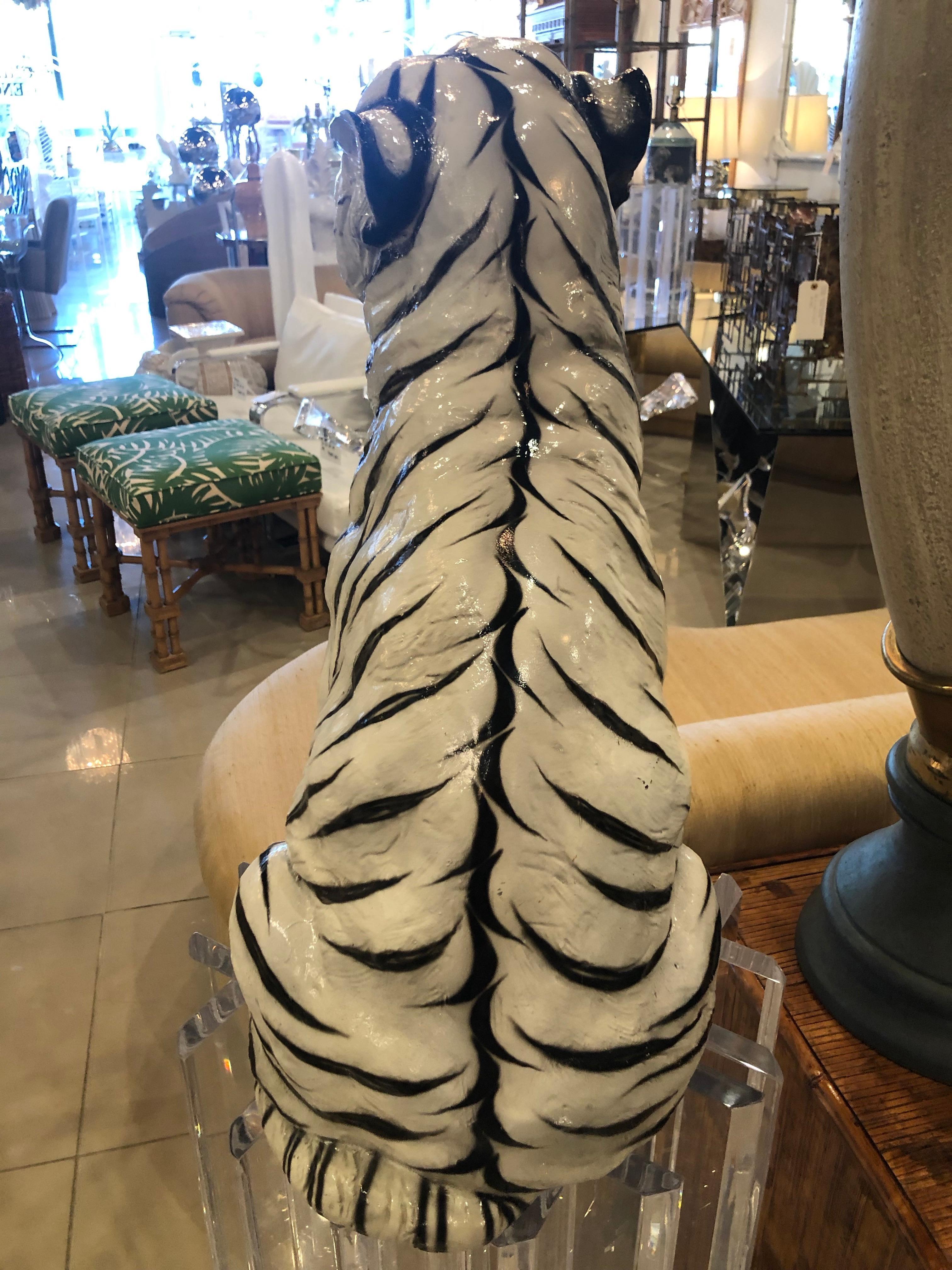 Vintage Hollywood Regency White Tiger Statue at 1stDibs | white tiger ...
