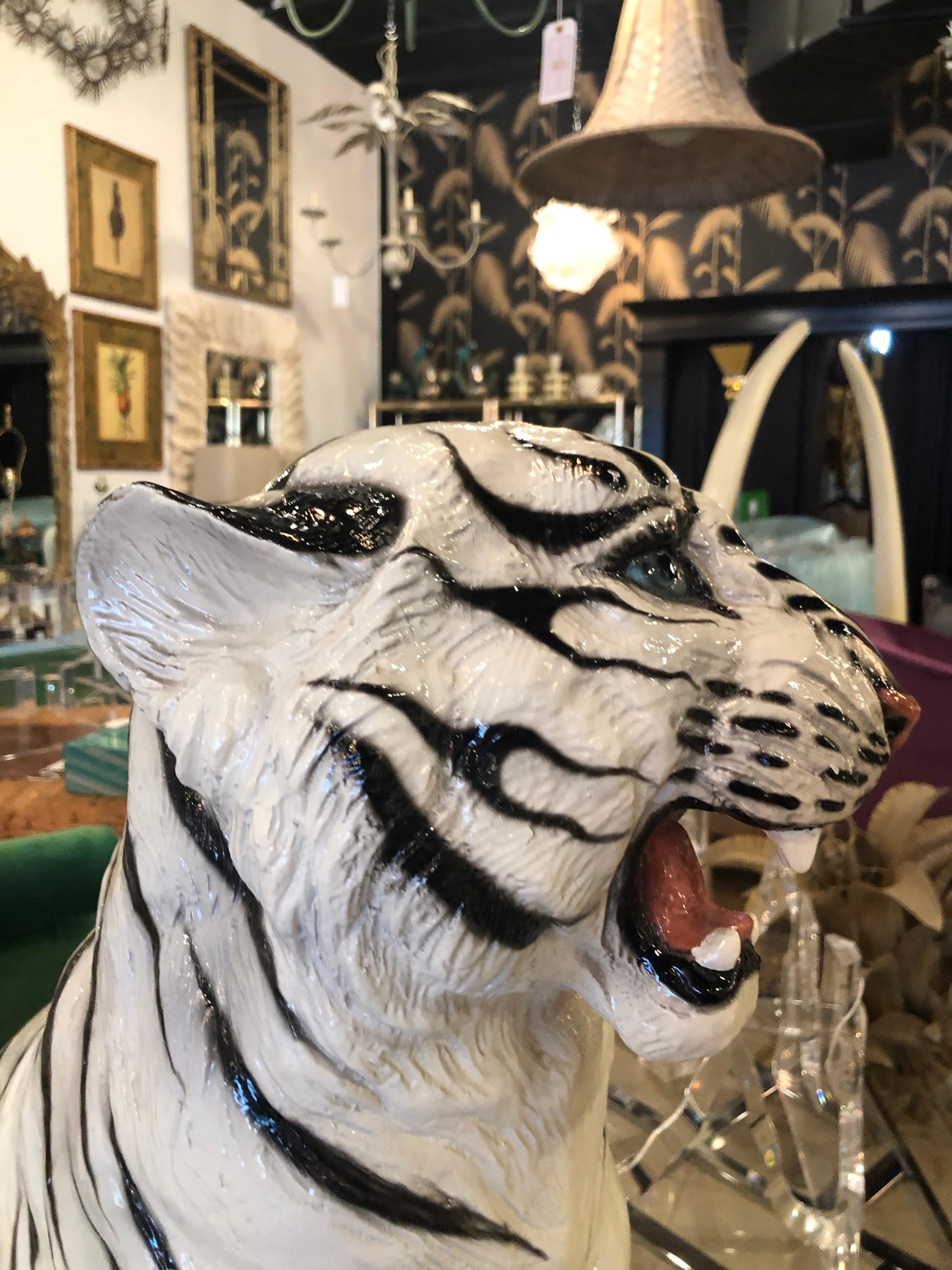 Vintage Hollywood Regency White Tiger Statue at 1stDibs | white tiger ...
