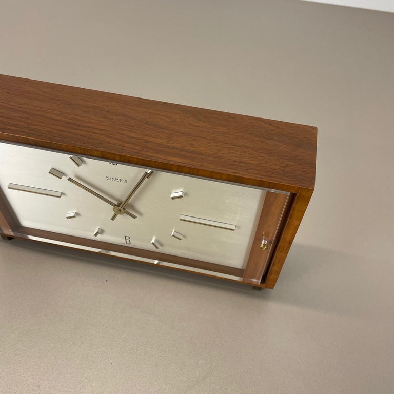 Vintage Hollywood Regency Wooden Walnut Table Clock by Kienzle, Germany ...