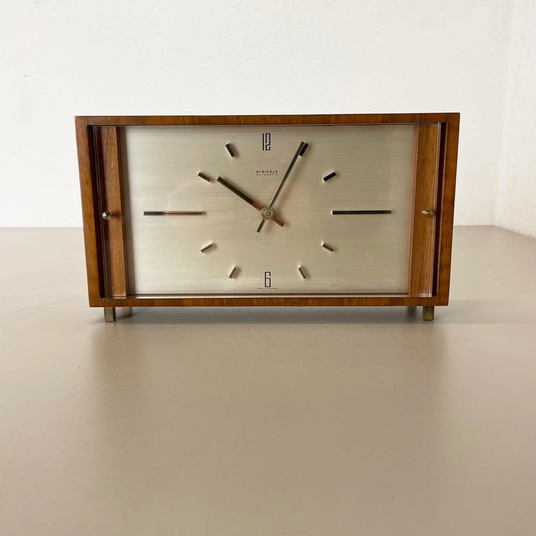 Vintage Hollywood Regency Wooden Walnut Table Clock by Kienzle, Germany ...