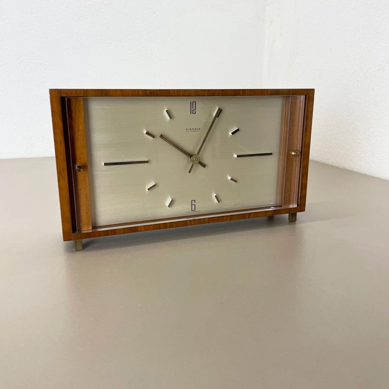 Vintage Hollywood Regency Wooden Walnut Table Clock by Kienzle, Germany ...