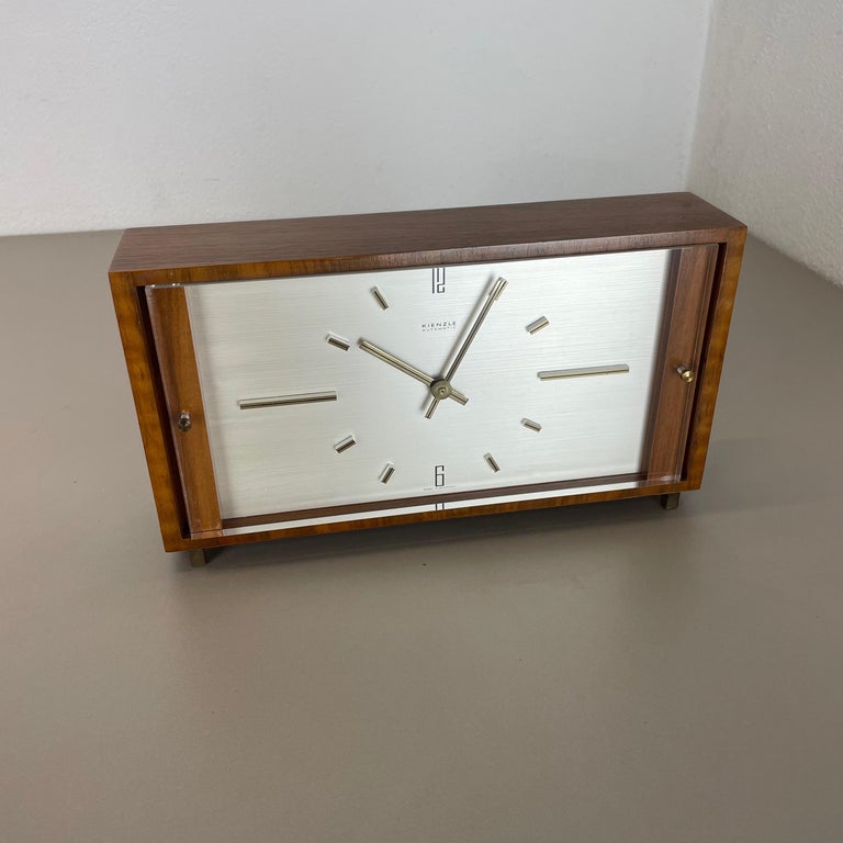 Vintage Hollywood Regency Wooden Walnut Table Clock by Kienzle, Germany ...