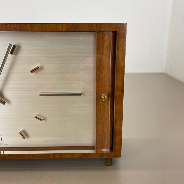 Vintage Hollywood Regency Wooden Walnut Table Clock by Kienzle, Germany ...