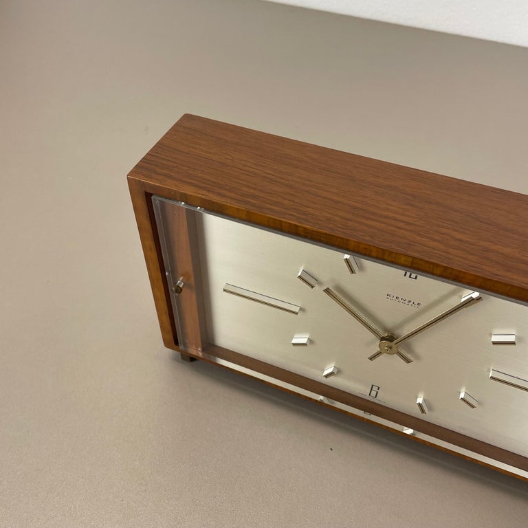 Vintage Hollywood Regency Wooden Walnut Table Clock by Kienzle, Germany ...