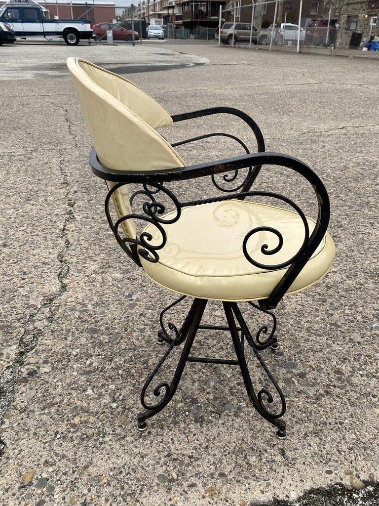 Vintage Hollywood Regency Wrought Iron Butterfly Swivel Club Chairs ...