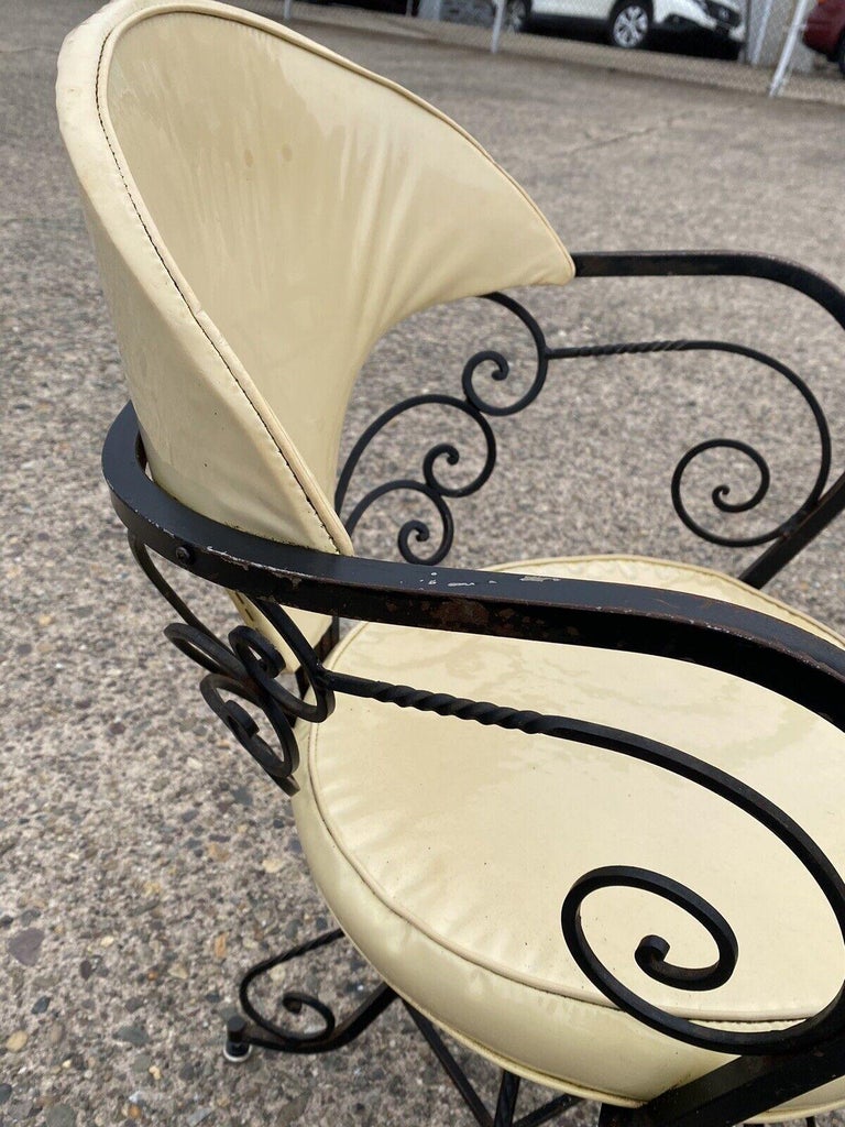Vintage Hollywood Regency Wrought Iron Butterfly Swivel Club Chairs ...