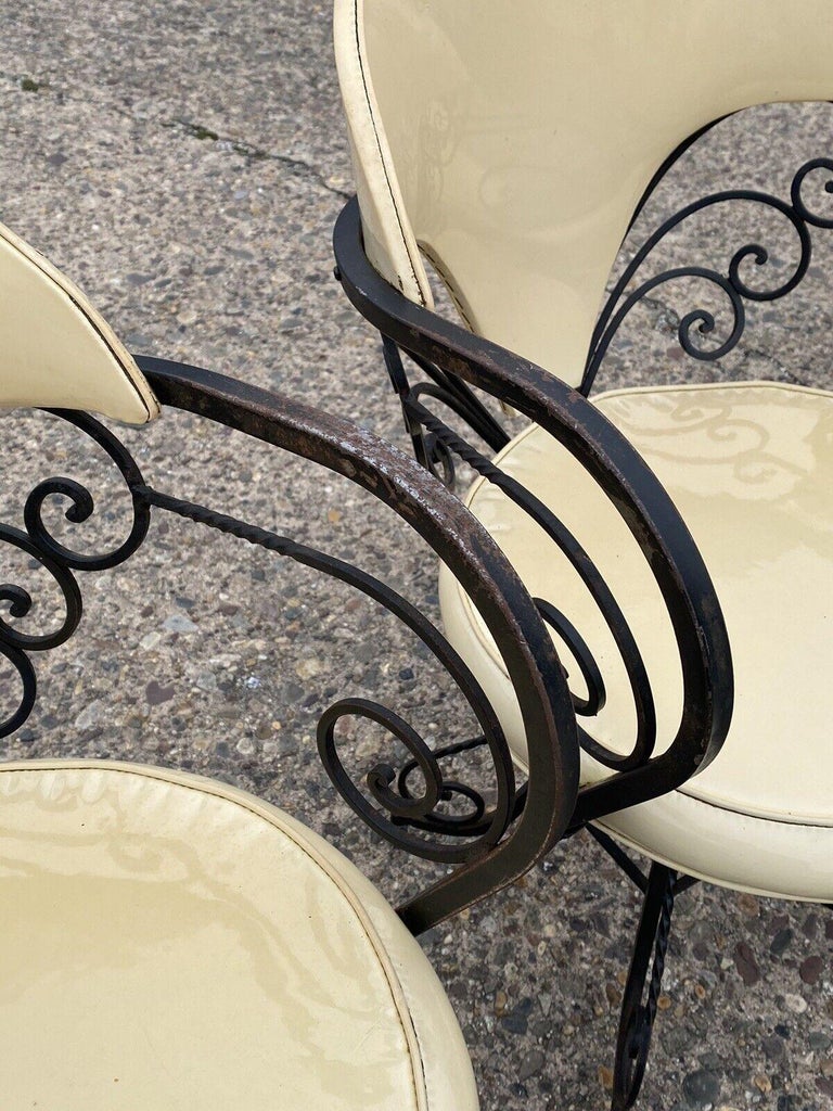 Vintage Hollywood Regency Wrought Iron Butterfly Swivel Club Chairs ...