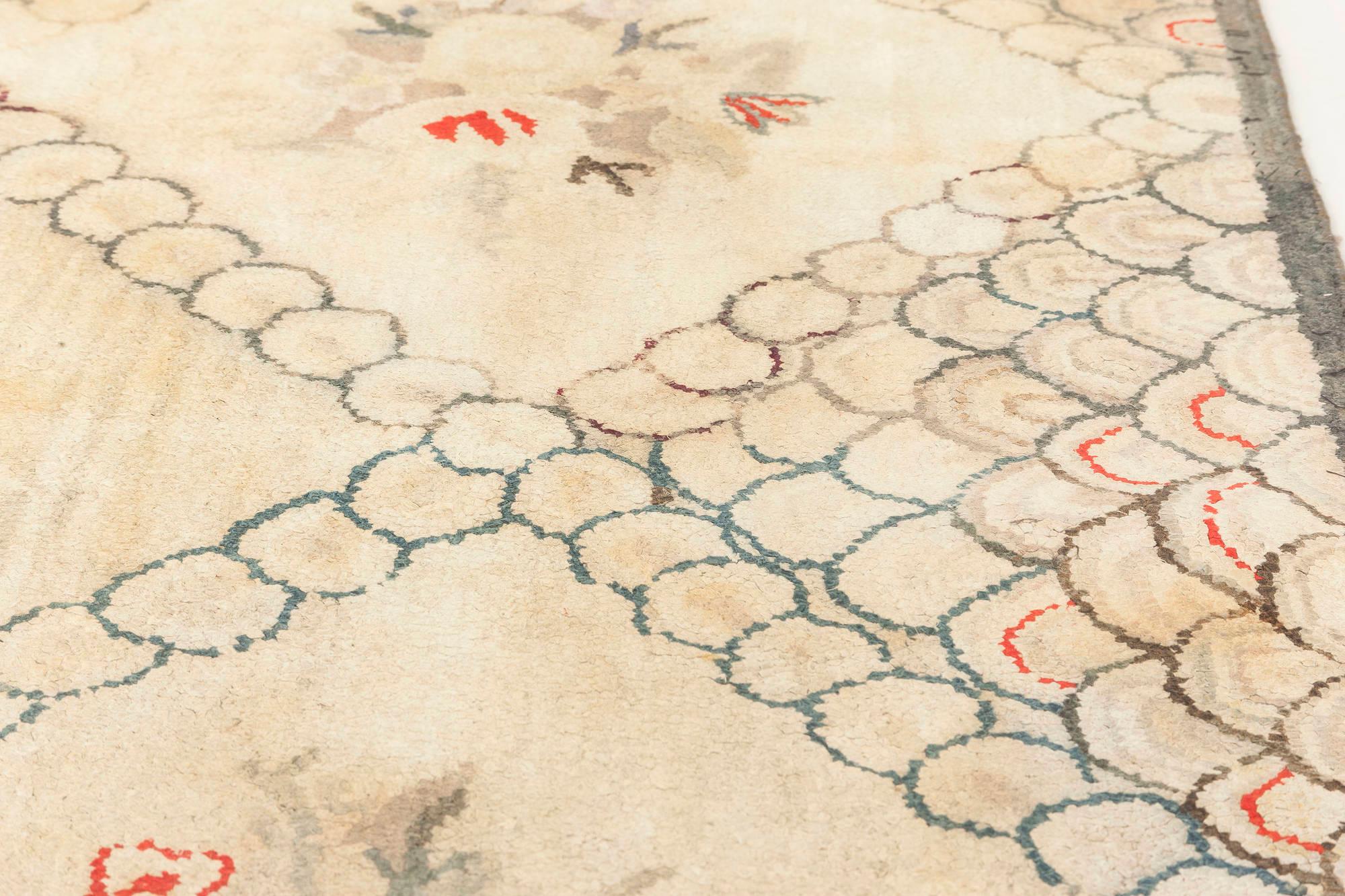 Doris Leslie Blau Vintage Hooked Floral Handmade Wool Rug For Sale at ...