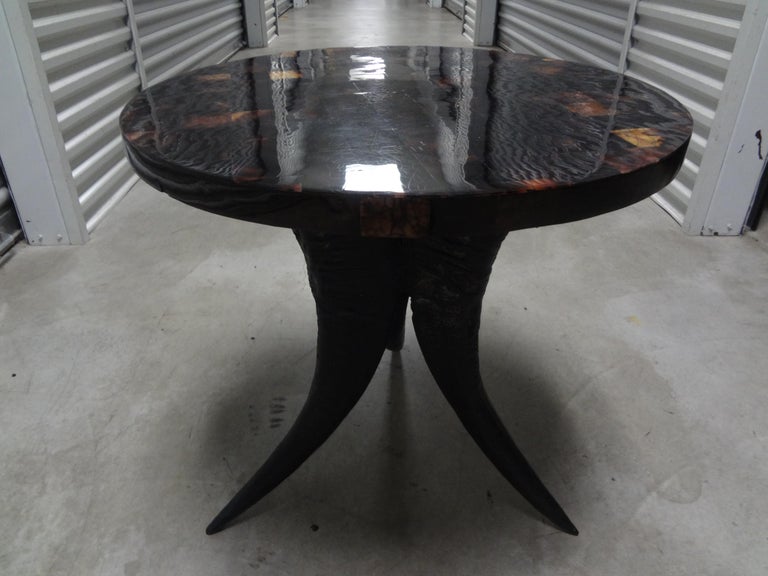 Vintage Karl Springer Style Horn Table with Tessellated Horn Top at 1stDibs