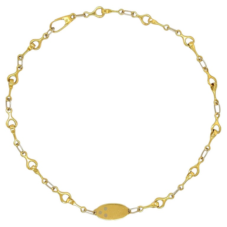 Vintage Horse Bit Link Gold Watch Chain Necklace For Sale at 1stDibs