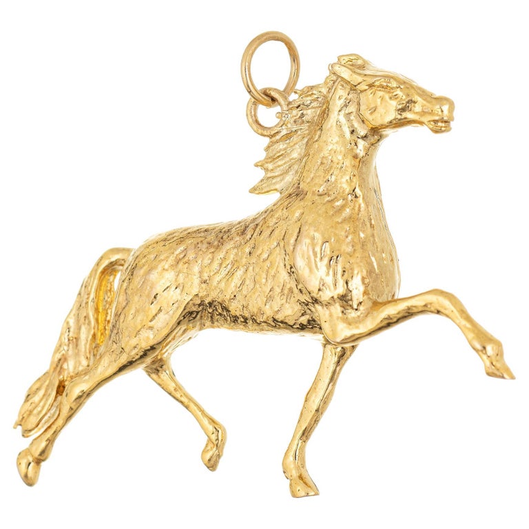 Vintage Horse Charm 9k Yellow Gold Animal Pendant Estate Fine Jewelry ...