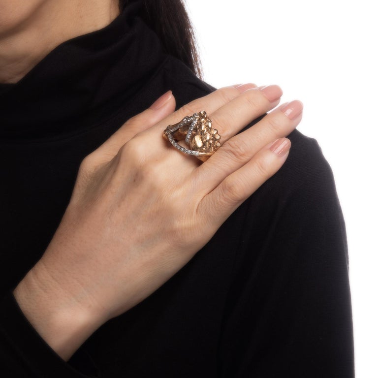 Vintage Horse Ring Diamond 14k Yellow Gold Animal Jewelry Equestrian ...