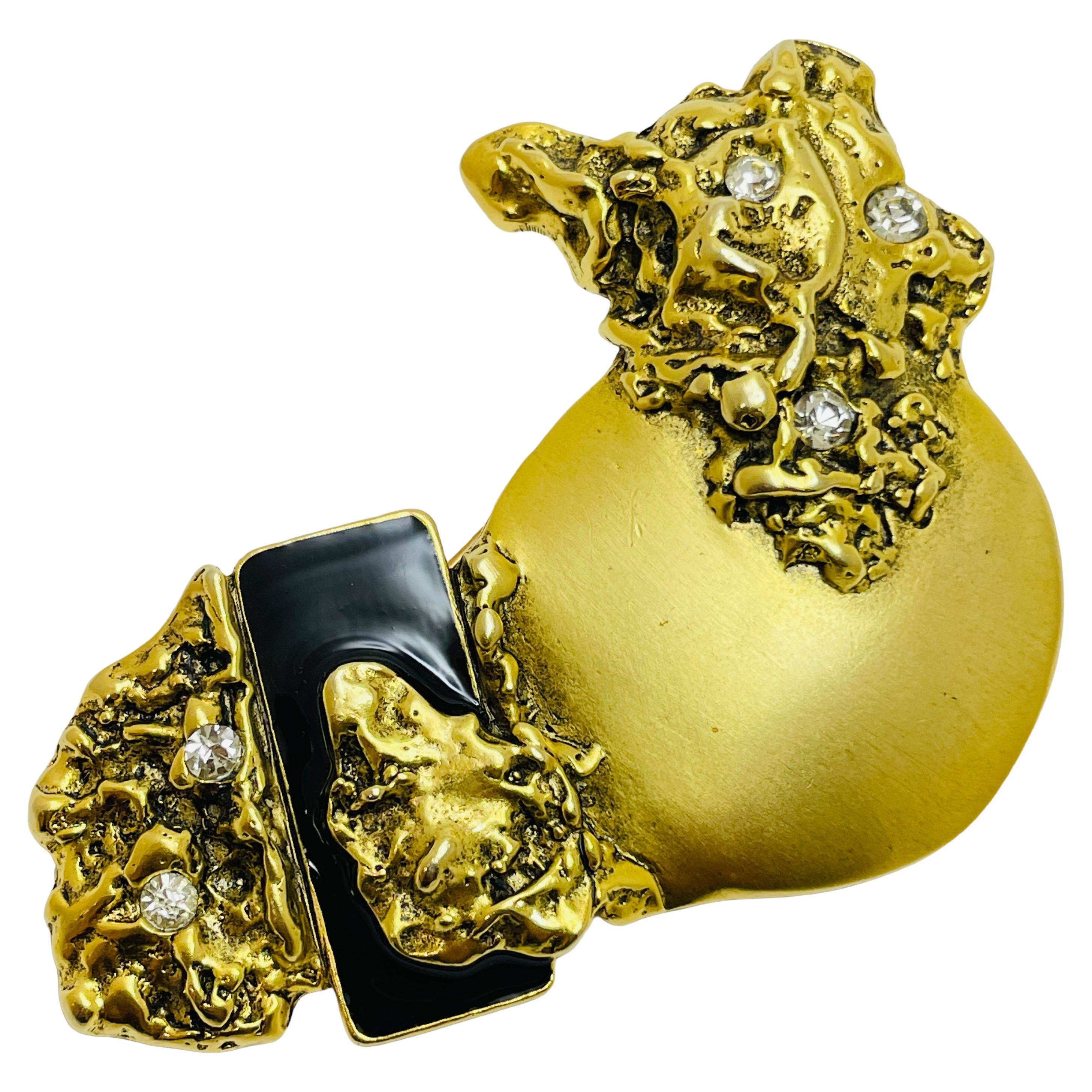 Vintage silver rhinestone massive designer brooch For Sale at 1stDibs