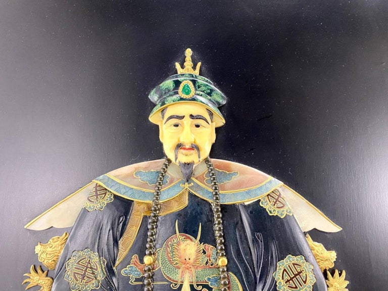 Vintage Huge Pair of Chinoiserie Portraits Asian Emperor-Empress Wall ...