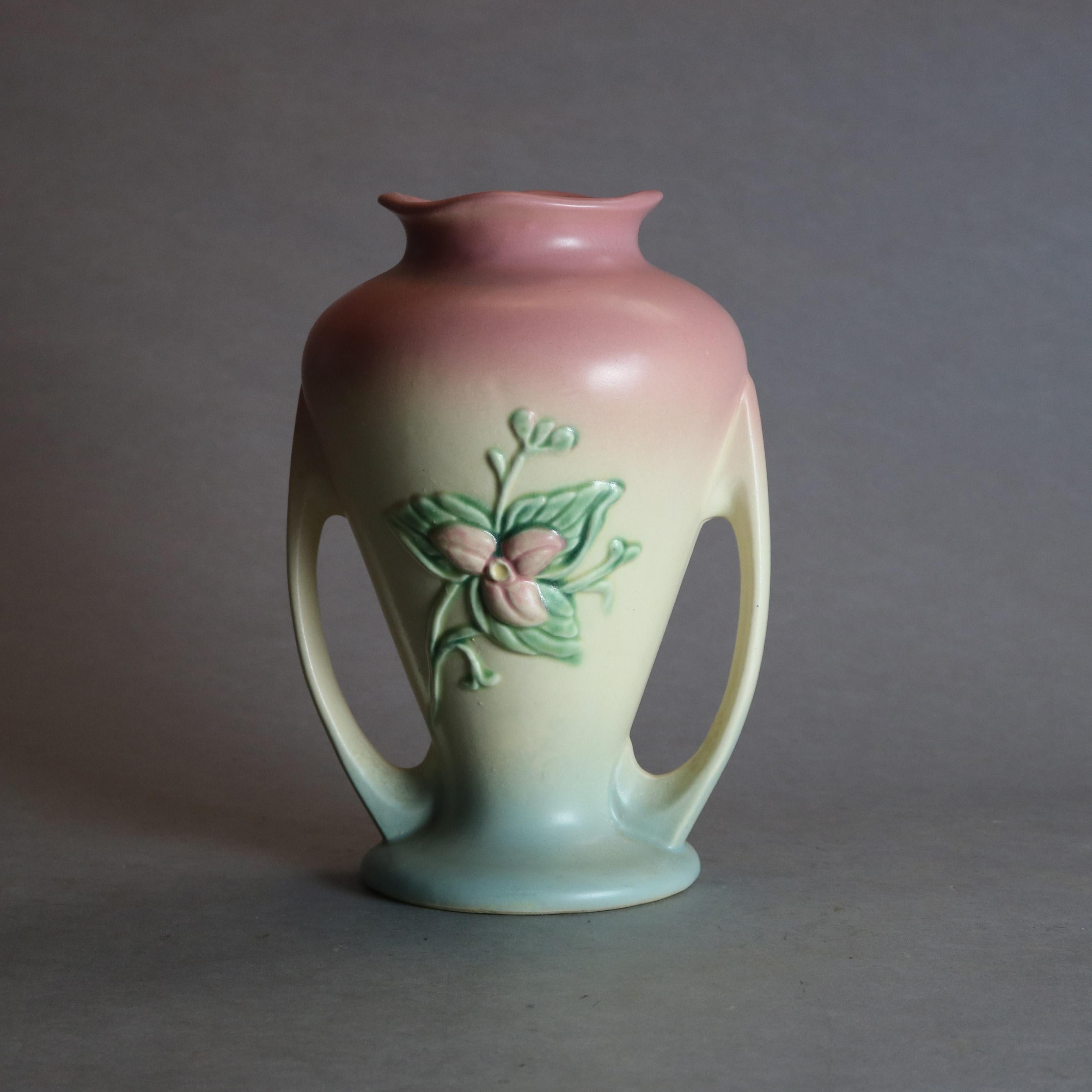 Vintage Hull Art Pottery Double Handled Floral Vase, Circa 1940 at 1stDibs