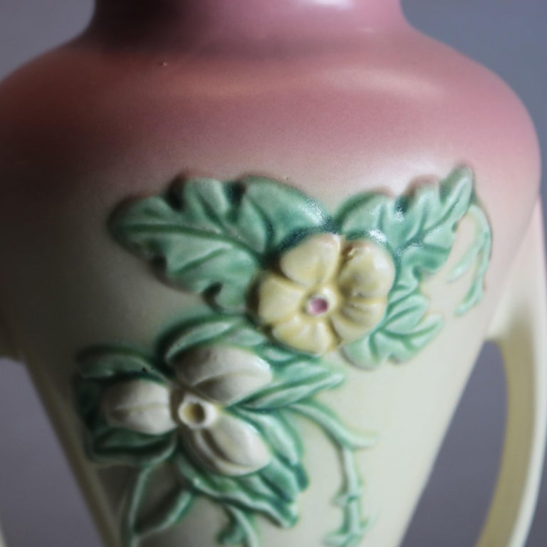 Vintage Hull Art Pottery Double Handled Floral Vase, Circa 1940 For Sale at 1stDibs