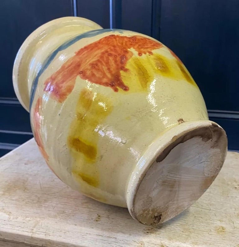 Antique Hungarian Rustic Earthenware Jug Vase, Confit Pot For Sale at ...