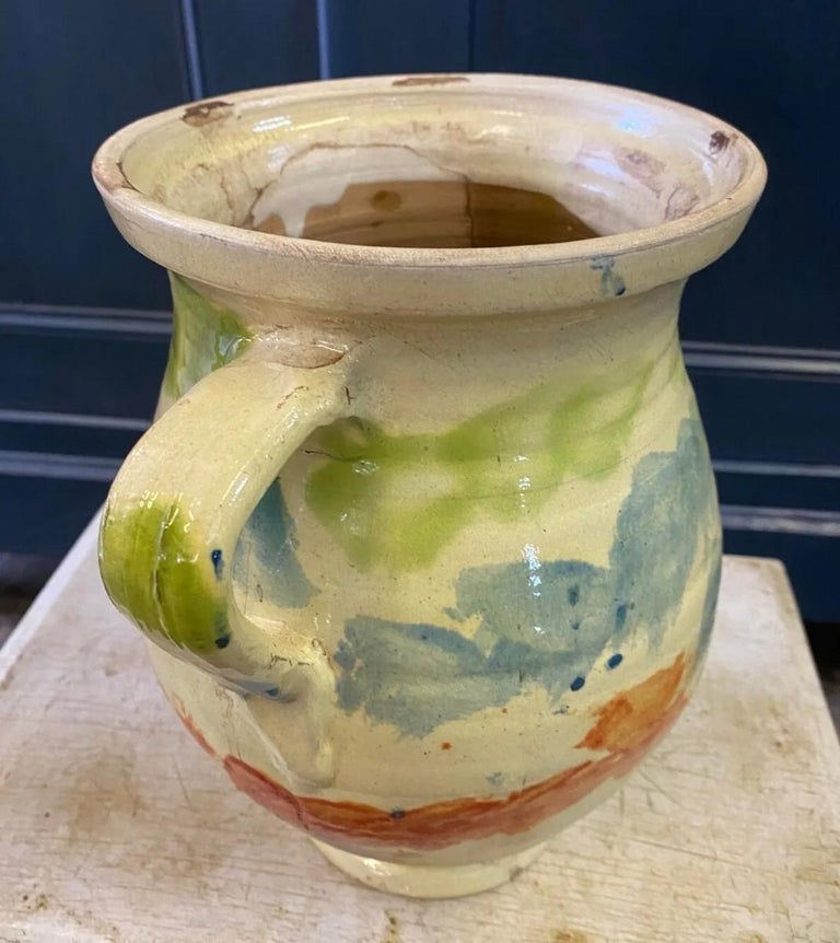 Antique Hungarian Rustic Earthenware Jug Vase, Confit Pot For Sale at ...