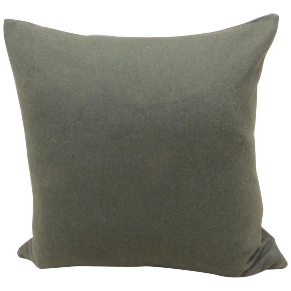 Vintage Pair of Army Green Wool Square Decorative Pillows For Sale at ...