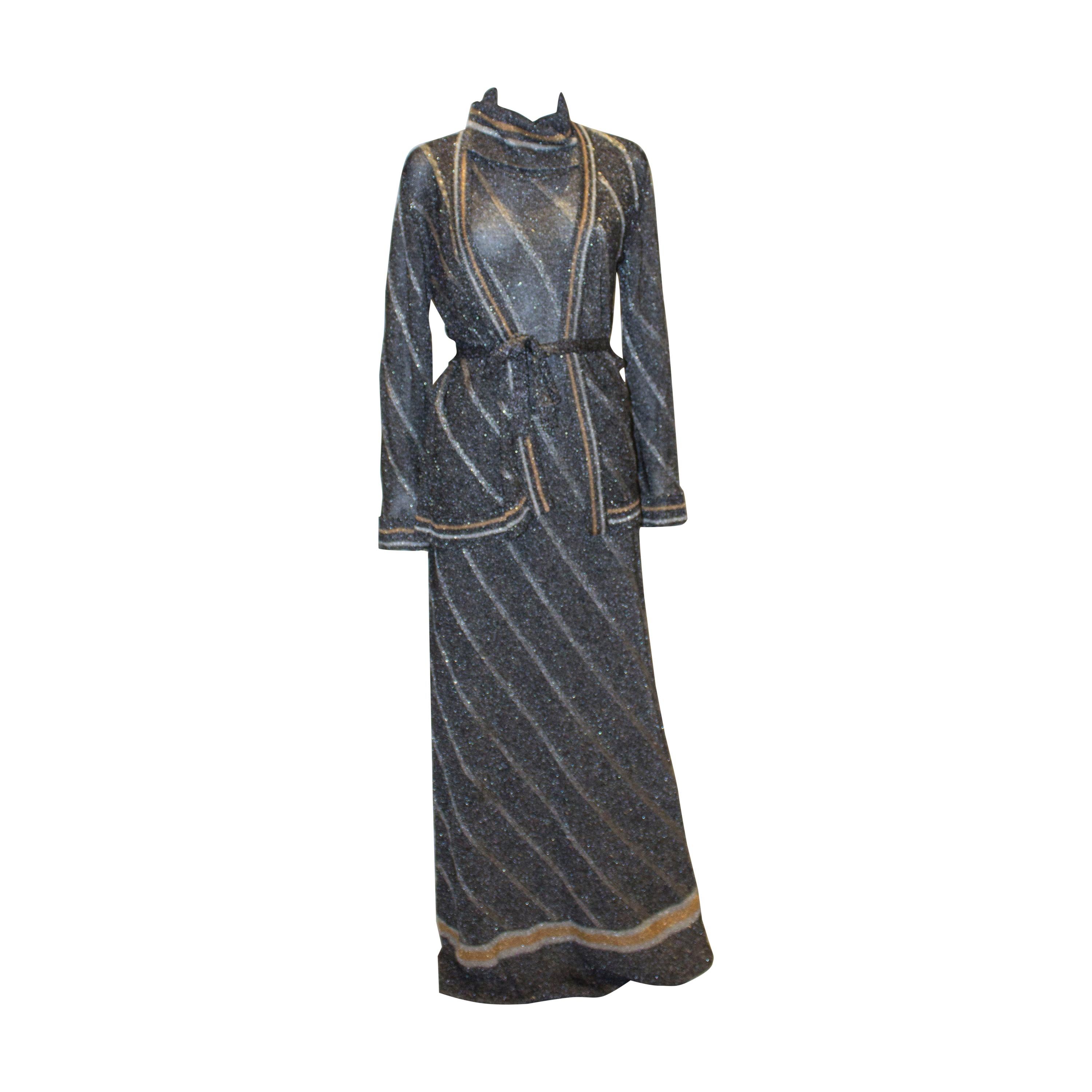 Ian Peters 1970s Vintage 100% Wool Chevron Striped Rainbow Knit Maxi ...
